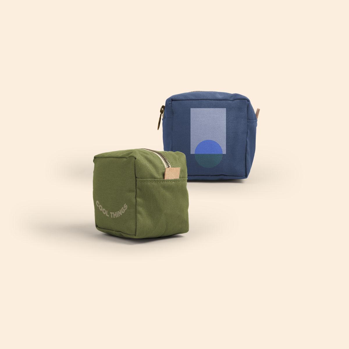 MOD POUCH LARGE - COLORED CANVAS WITH LEATHER TAB